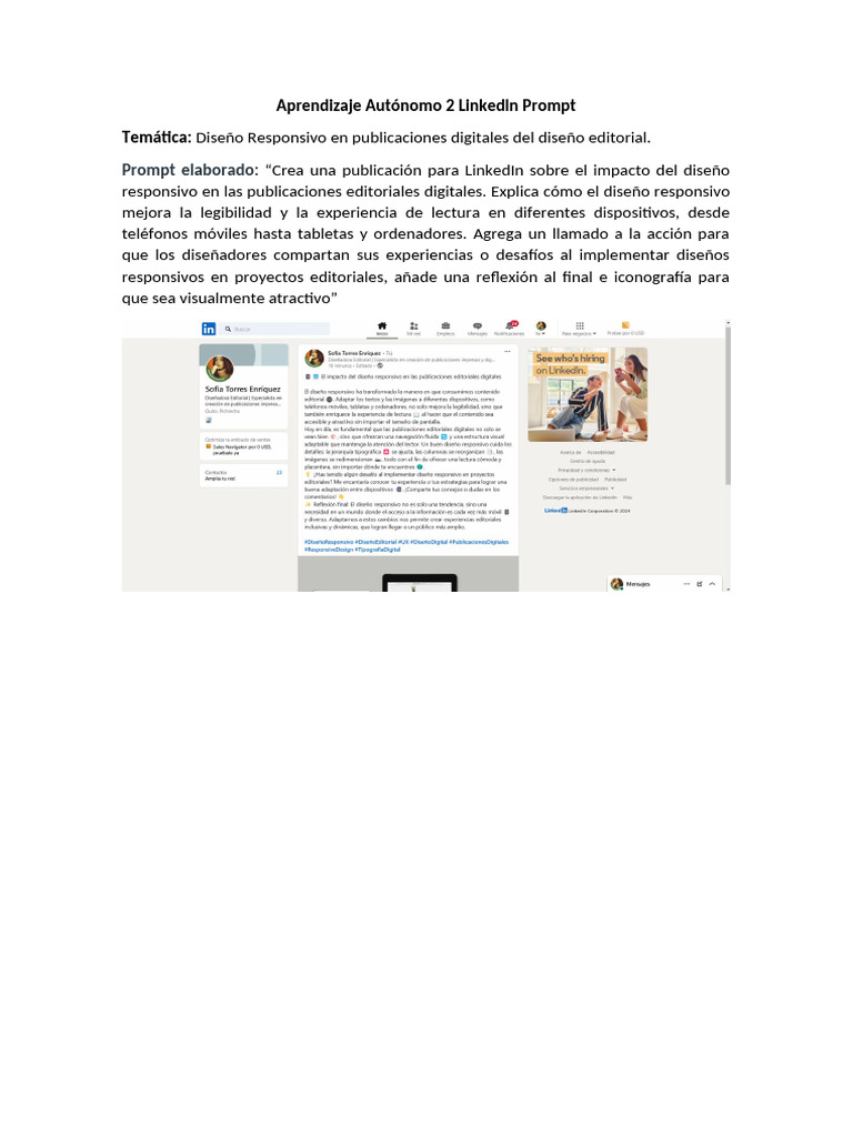 Aprendizaje Autónomo 2 Linkedln Prompt | PDF
