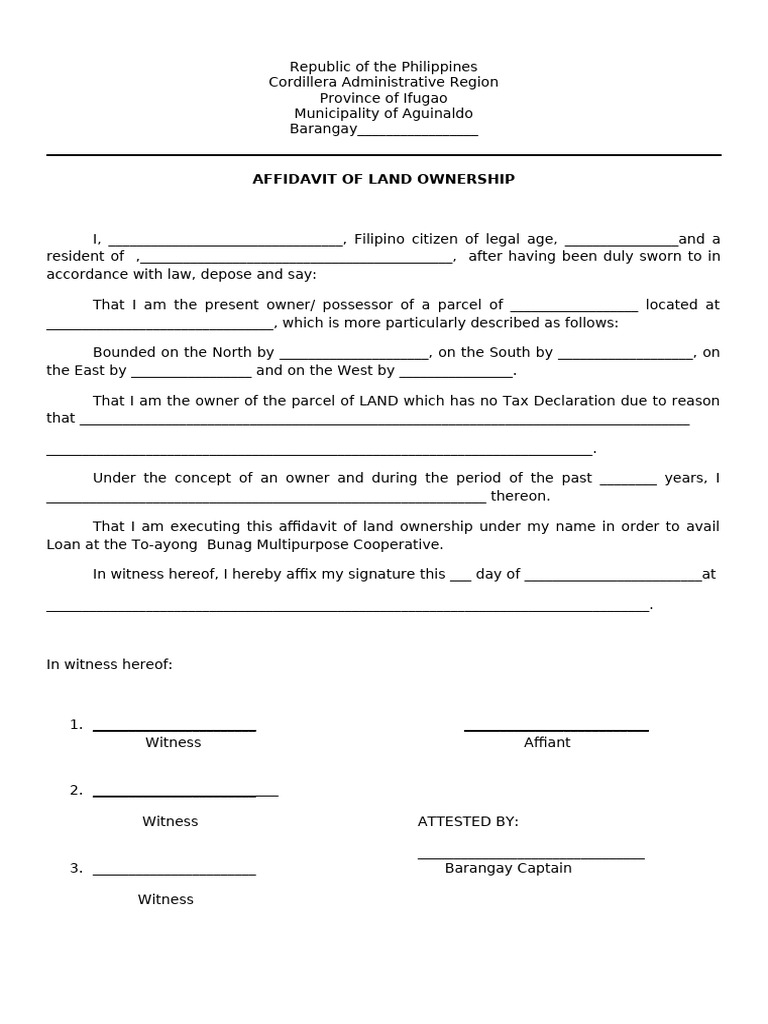 Affidavit of Ownership | PDF