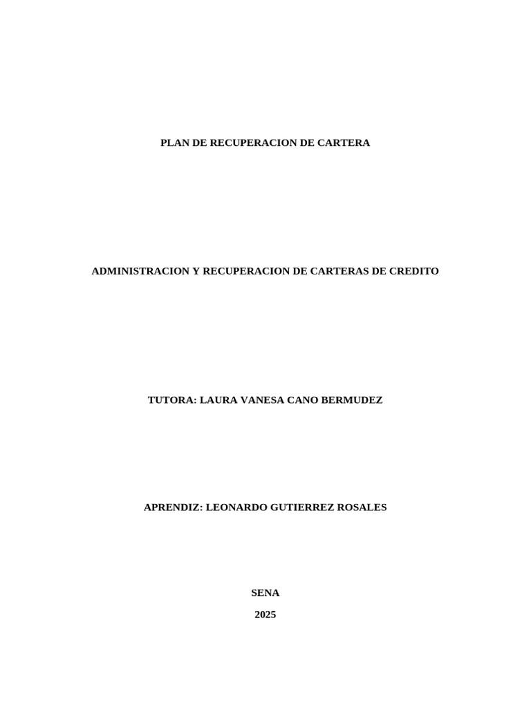 Recuperacion de Cartera | PDF | Pagos | Bancos