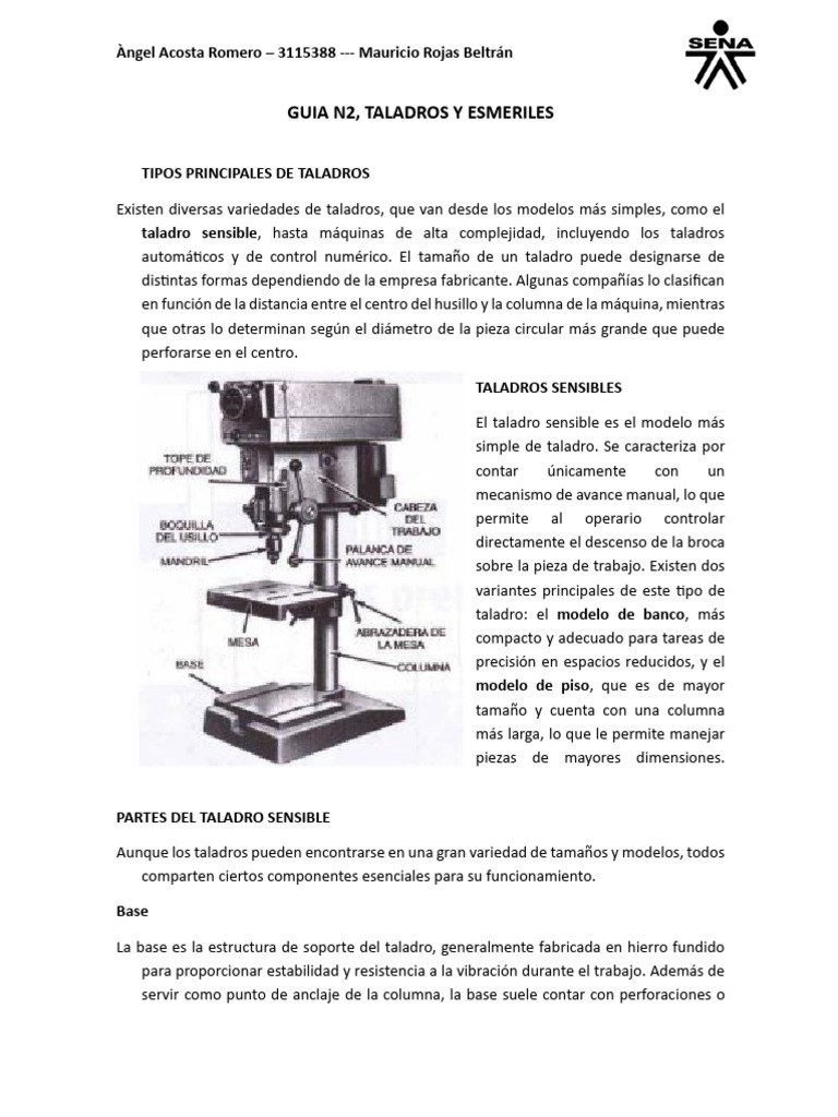 Tipos de Taladros y Sus Componentes | PDF | Perforar | Perforación