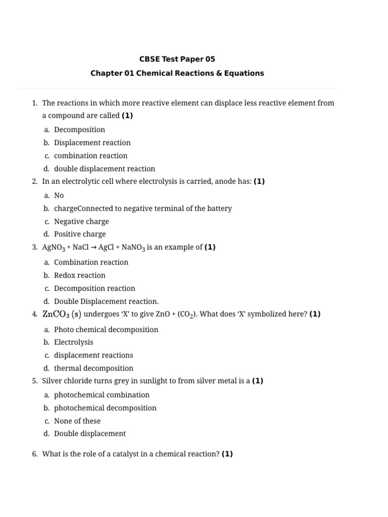 Chemical Reactions and Equations 05 | PDF | Chemical Reactions | Redox