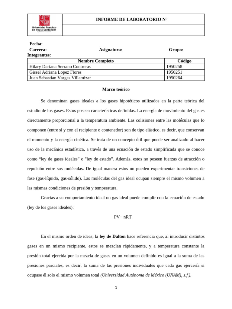 Ley de Dalton Lab | PDF | Gases | Cantidad
