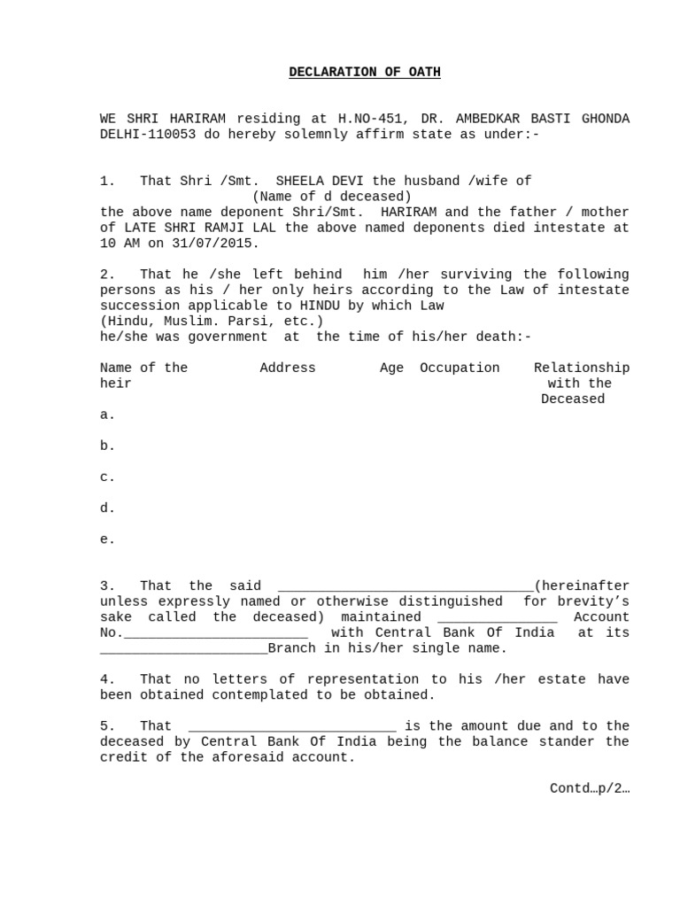 DECLARATION OF OATH | PDF