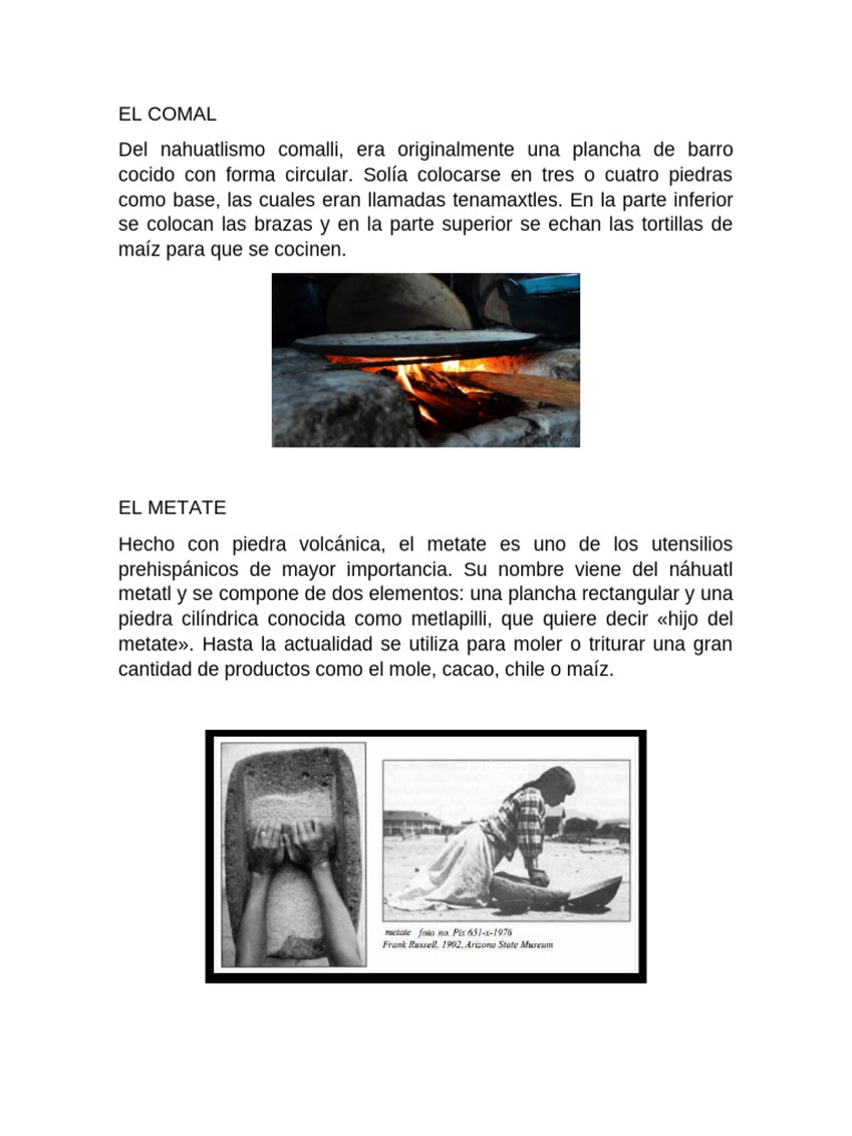 Origen y uso del comal en México | PDF | Estufa de cocina | Cocina mexicana