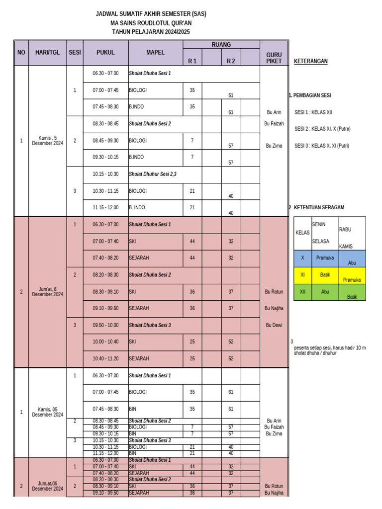 Jadwal Sts Genap. Fix | PDF