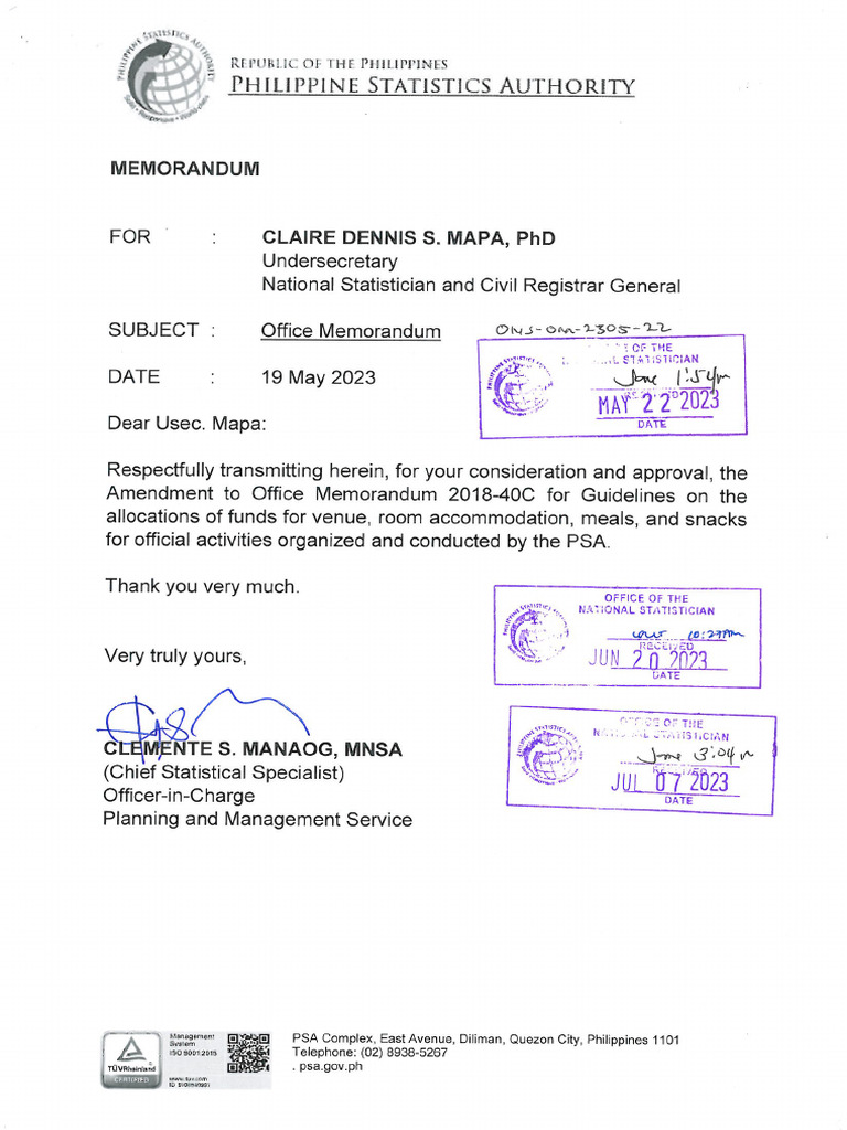 PSA OM Re Amendment To OM No. 2018-40C - 40E - Guidelines For ...