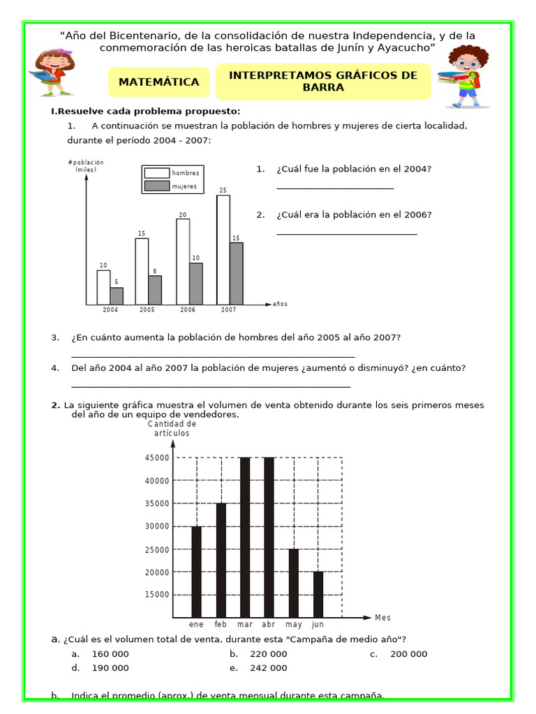 Ejercicios de Gráficas de Barras para Primaria | PDF