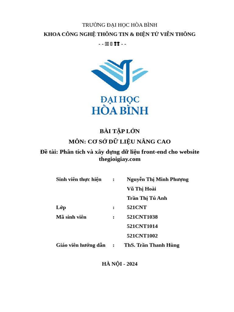 Btl Csdl Nâng Cao | PDF