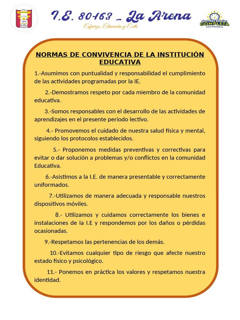 Normas de Convivencia | PDF