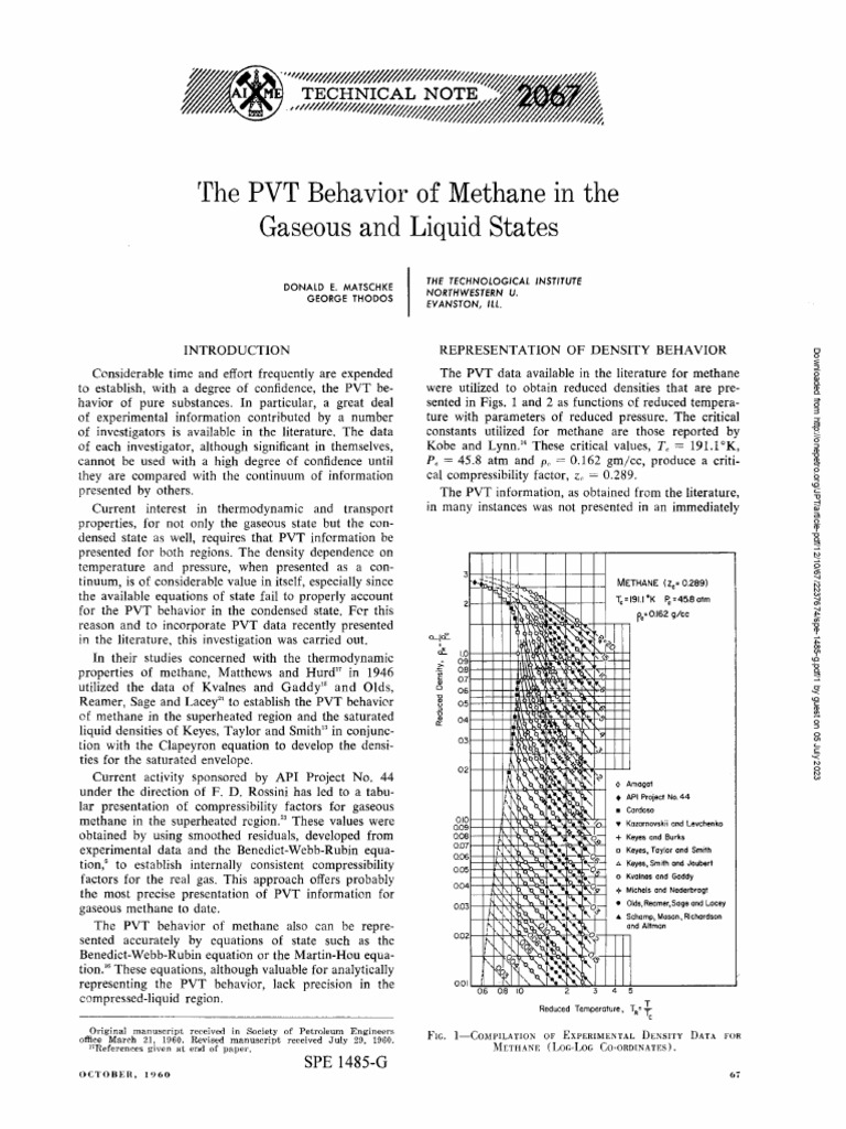 The PVT Behavior of Methane in The Gaseous and Liquid States | PDF ...
