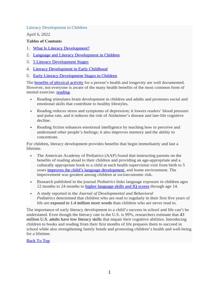 STAGES OF LITERACY- GRAMMAR DEVELOPMENT | PDF | Reading Comprehension ...