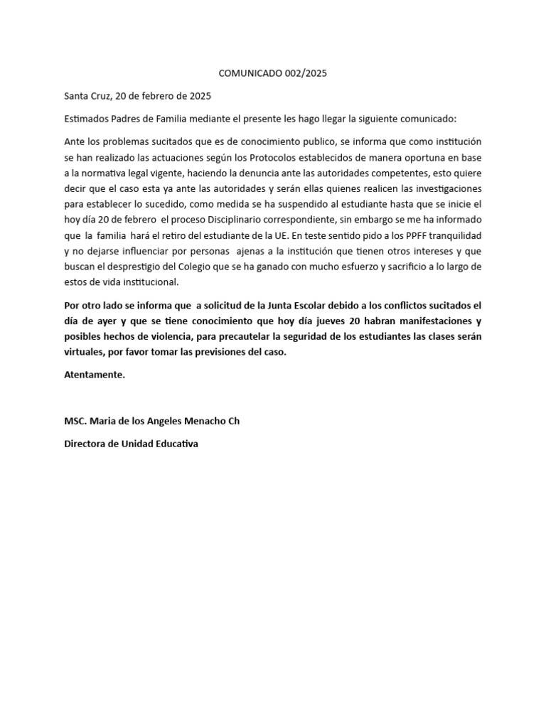 Comunicado A PPFF 002 | PDF