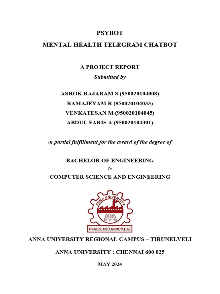 Final Report Major Project | PDF | Machine Learning | Cognitive Behavioral Therapy