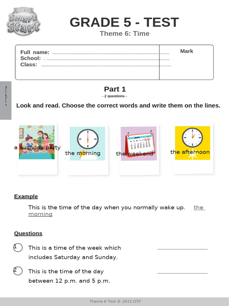 I-Learn Smart Start Grade 5 Theme 6 - Reading & Writing Test | PDF