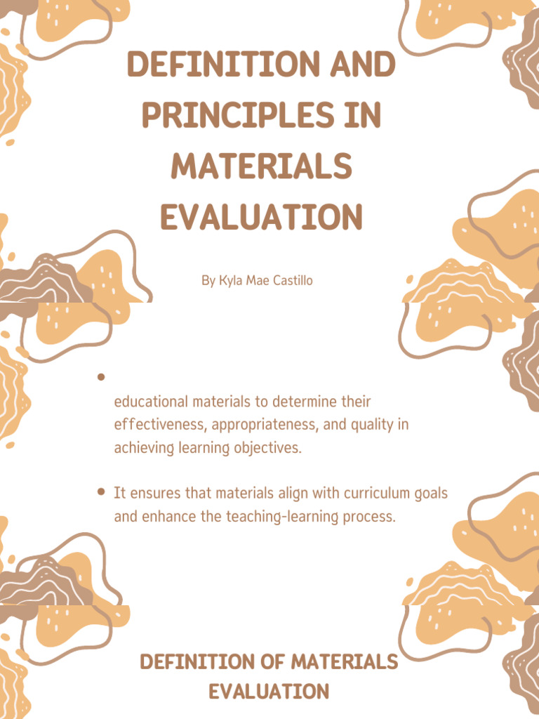 Definition and Principles in Materials Evaluation | PDF | Evaluation | Educational Assessment