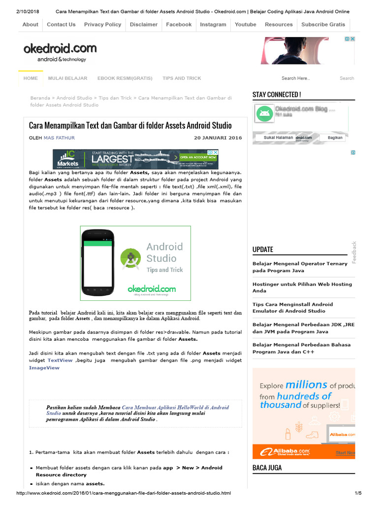 Cara Menampilkan Text Dan Gambar Di Folder Assets Android Studio - Okedroid | PDF