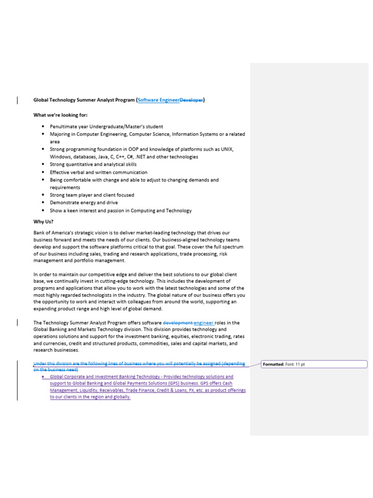 Global Technology Summer Analyst Program (Software Engineer) | PDF | Investment Banking ...
