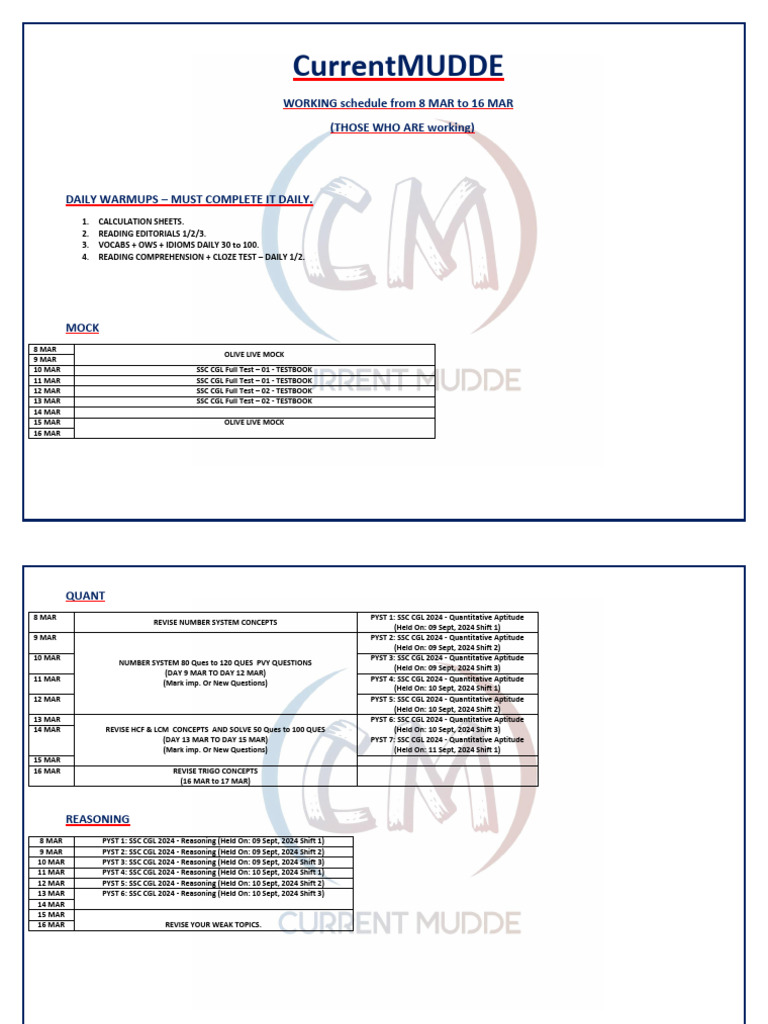WORKING SCHEDULE From 8 MAR To 16 MAR - 250318 - 083022 | PDF | South ...