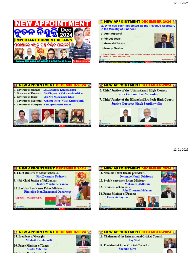 December 2024 New Appointments Overview | PDF | Government Of India
