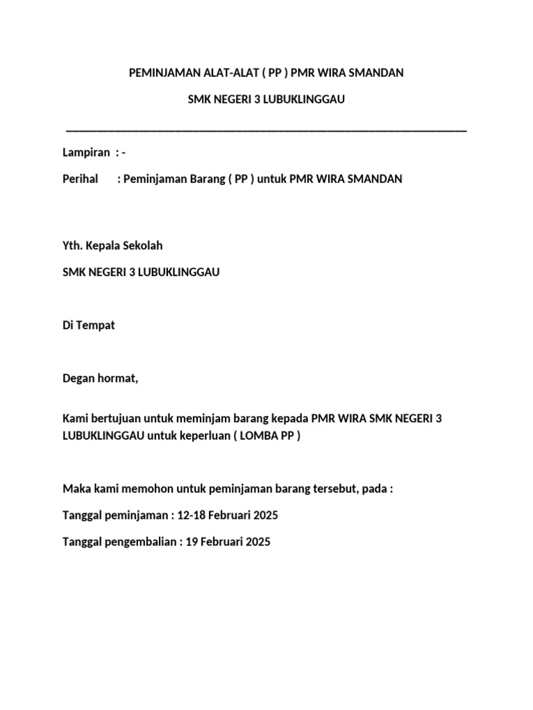 Peminjaman Alat | PDF