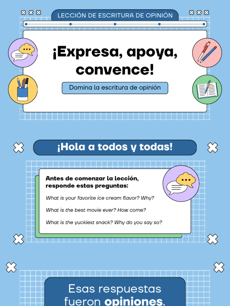 Presentación Educativa Sobre Dominar La Escritura de Opinión Líneas ...