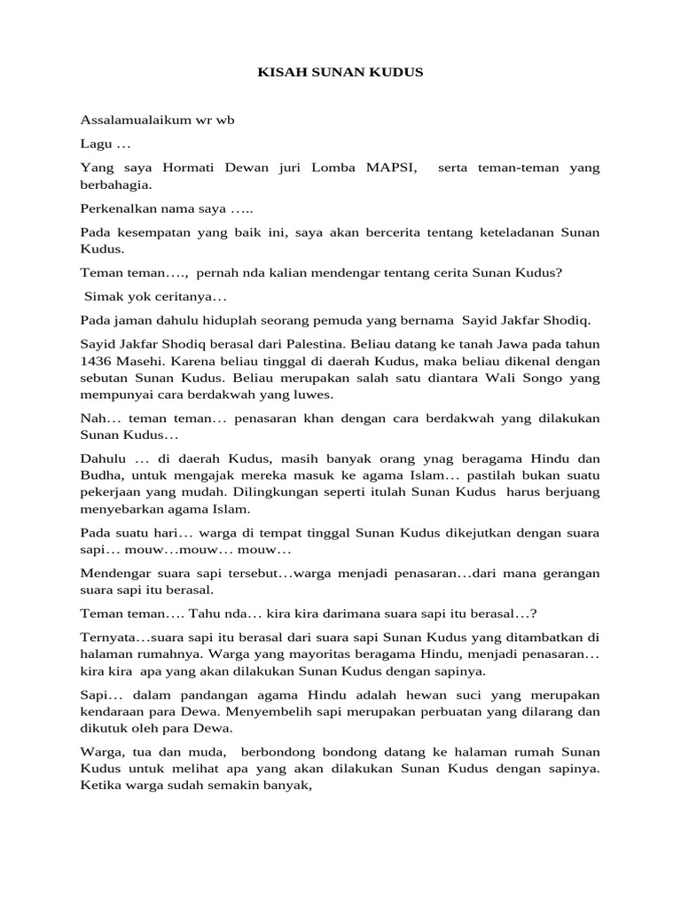 KISAH SUNAN KUDUS | PDF