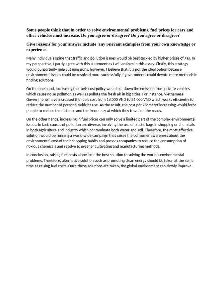 TRÀ GIANG - Vehicles Price Solve Environmental Problems | PDF