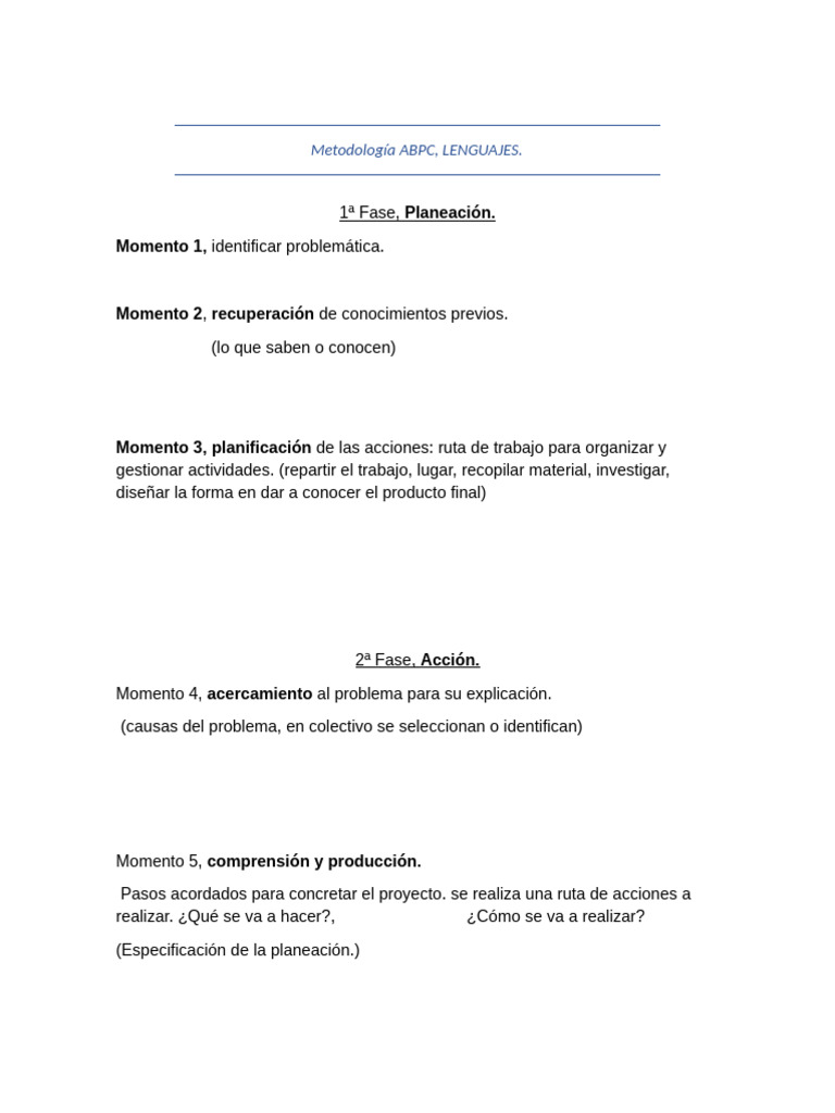 Metodología ABPC, Explicación de Pasos. | PDF