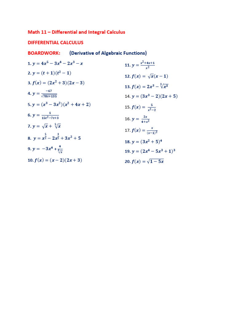 Paperwork2 Derivative of Algebraic Functions | PDF