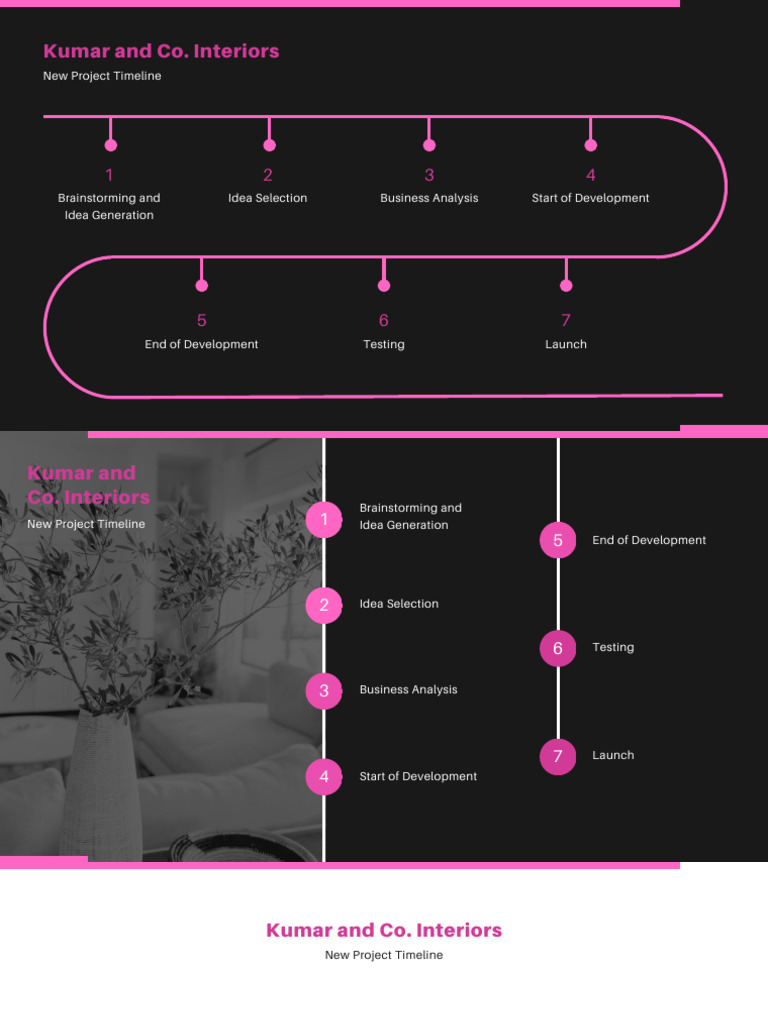 Timeline Visual Charts Presentation in Pink Black White Simple Style ...