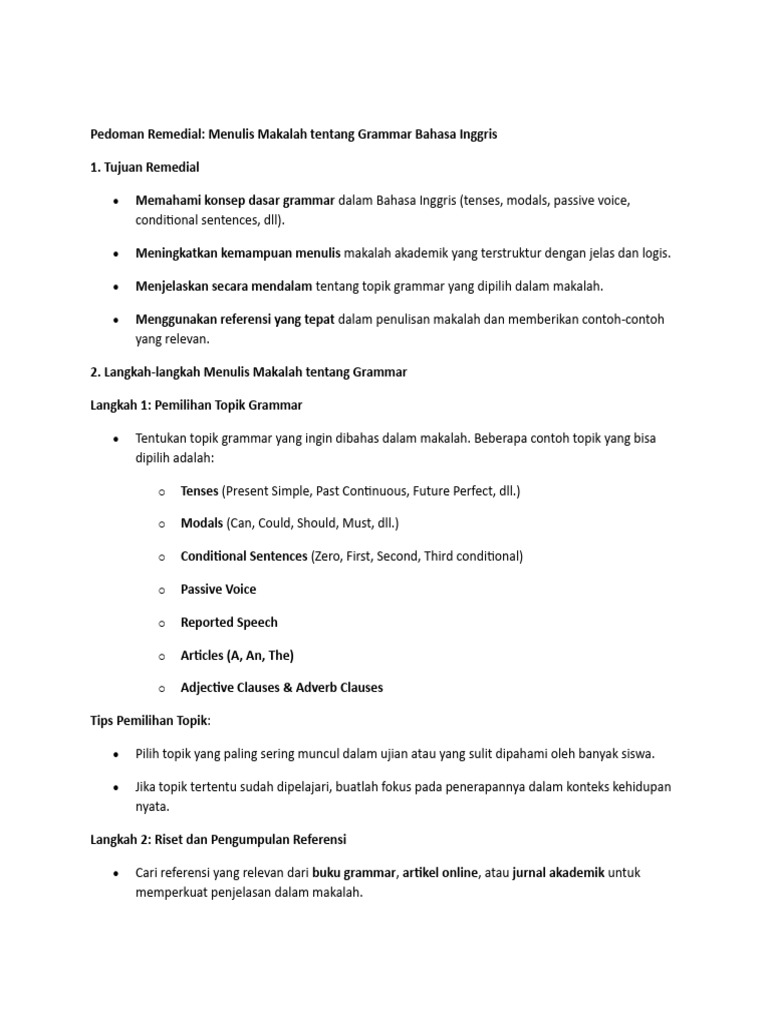 Pedoman Menulis Makalah Grammar Inggris | PDF