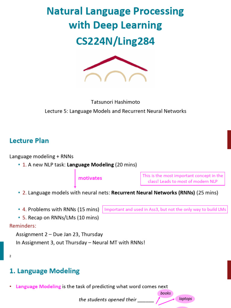 Cs224n 2025 Lecture05 Rnnlm | PDF | Learning | Algorithms