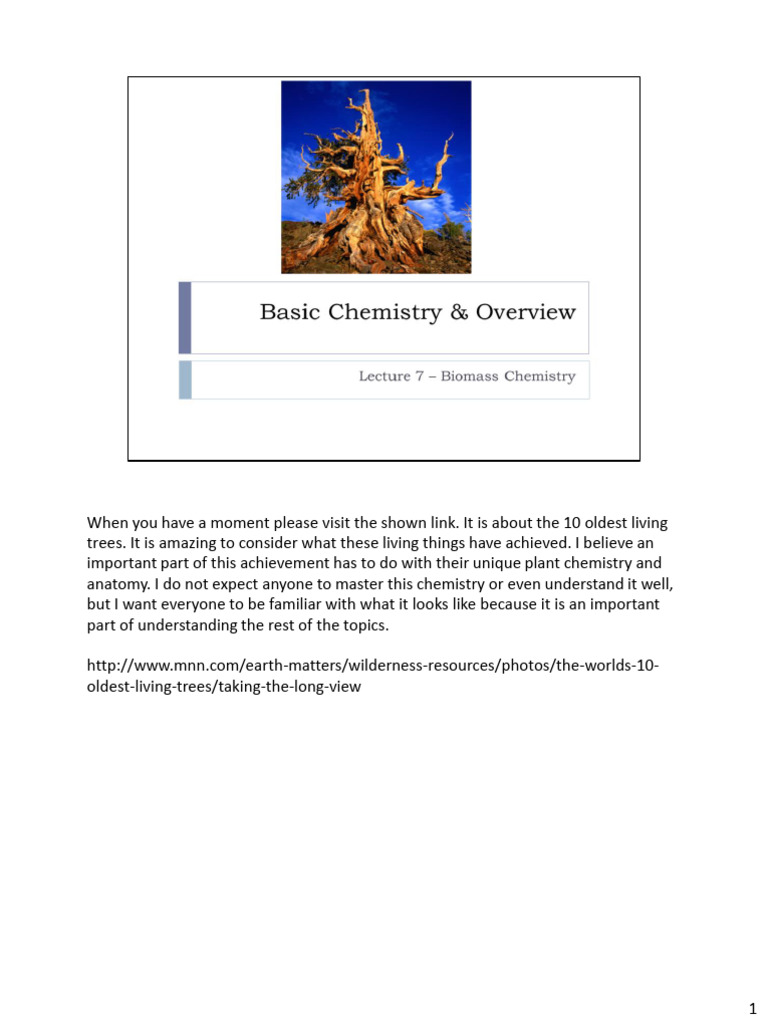 Lecture 7 - Biomass Chemistry Notes | PDF | Lignin | Cellulose