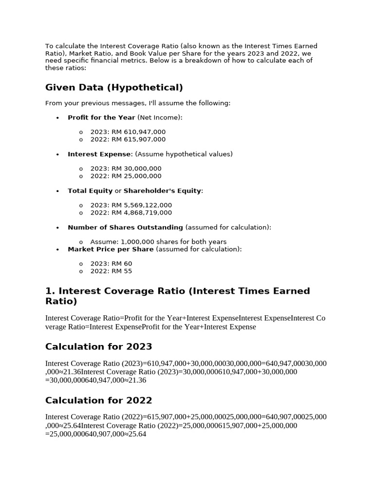 To Calculate The Interest Coverage Ratio | PDF | Book Value | Price ...