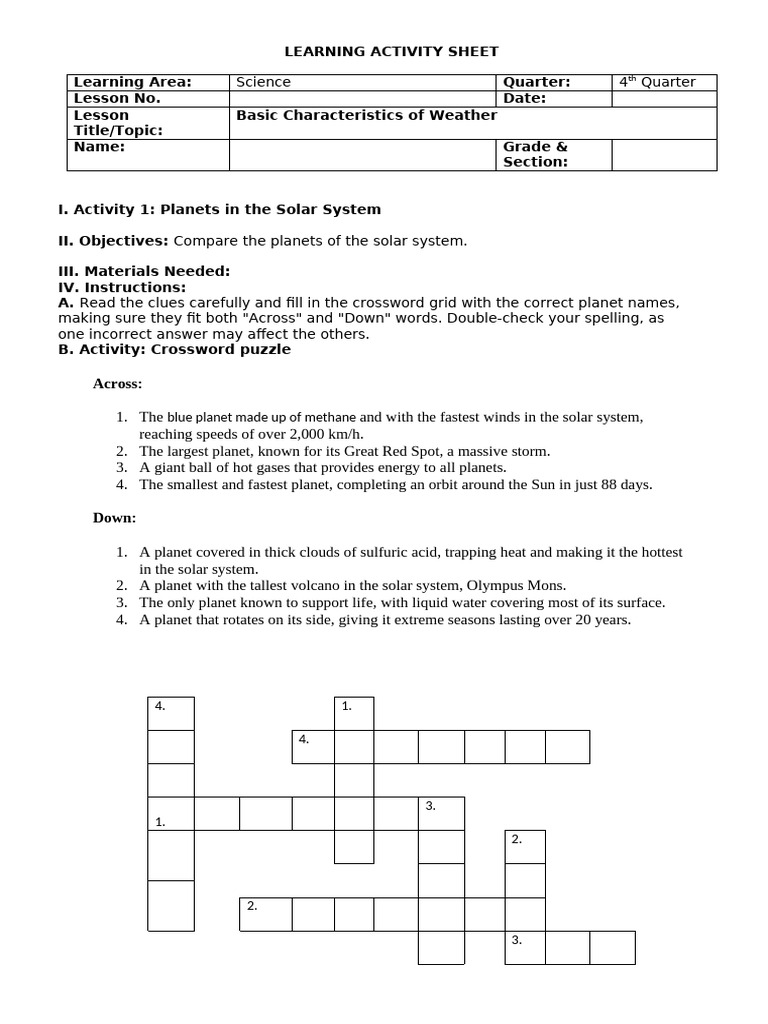 6th Grade Solar System Activities | PDF | Solar System | Planets