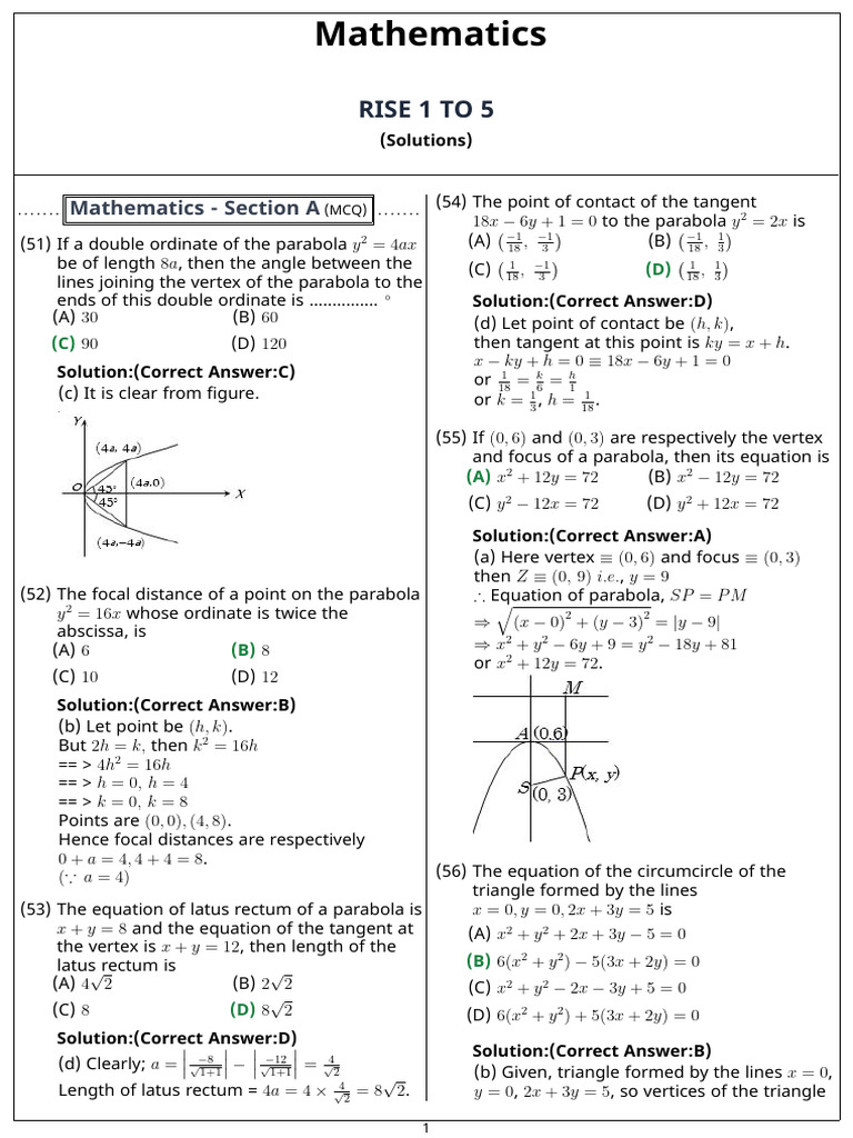 RISE 1 To 5 Mathematics (Solution) | PDF | Circle | Elementary Geometry