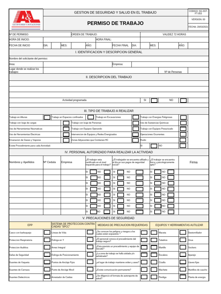 Formato Permiso de Trabajo | PDF