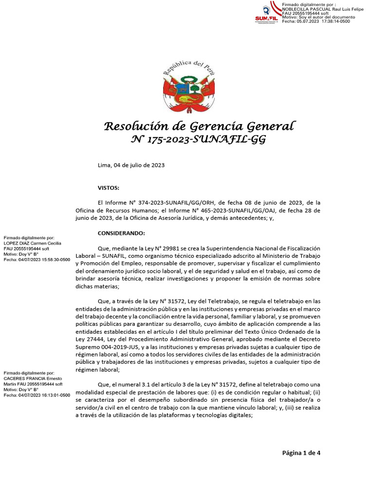 PLAN IMPLEMENTACIÓN TELETRABAJO VERSIÓN 2 - SUNAFIL - ANEXO - RGG 175 ...