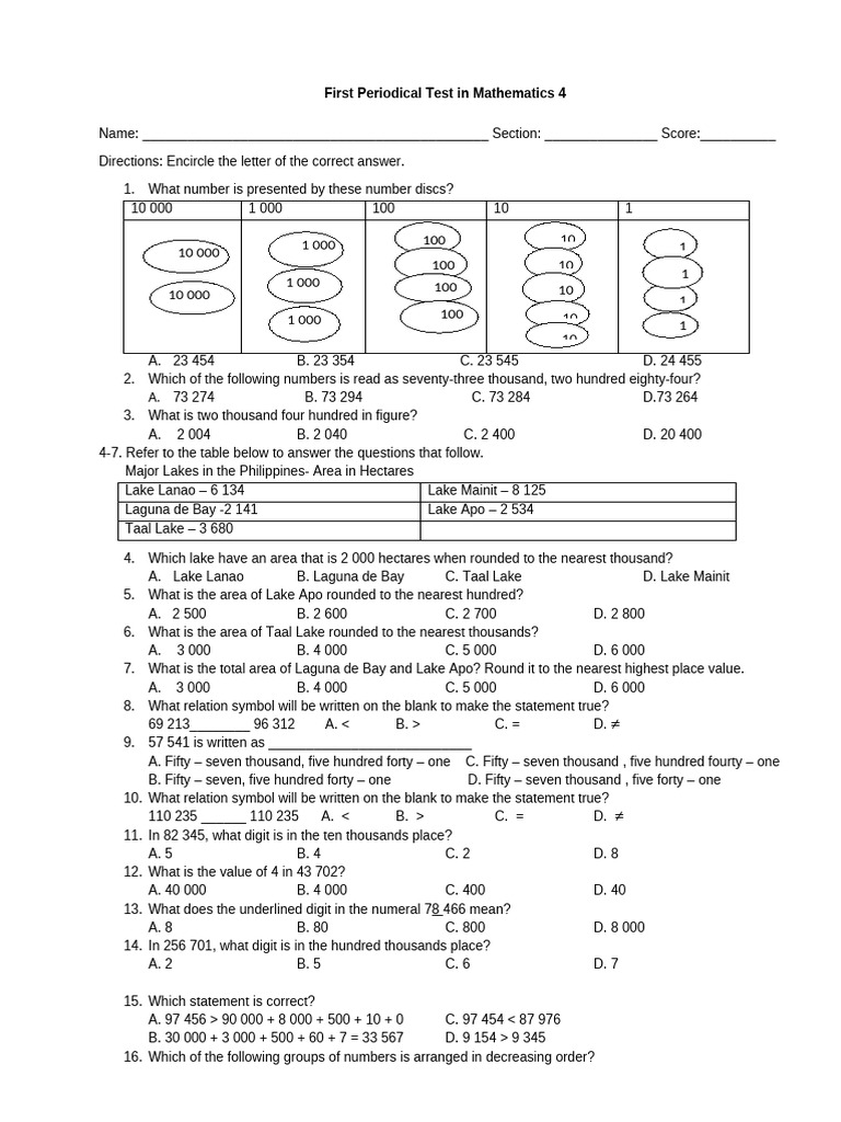 First Periodical Test in Math 2022 2023 | PDF