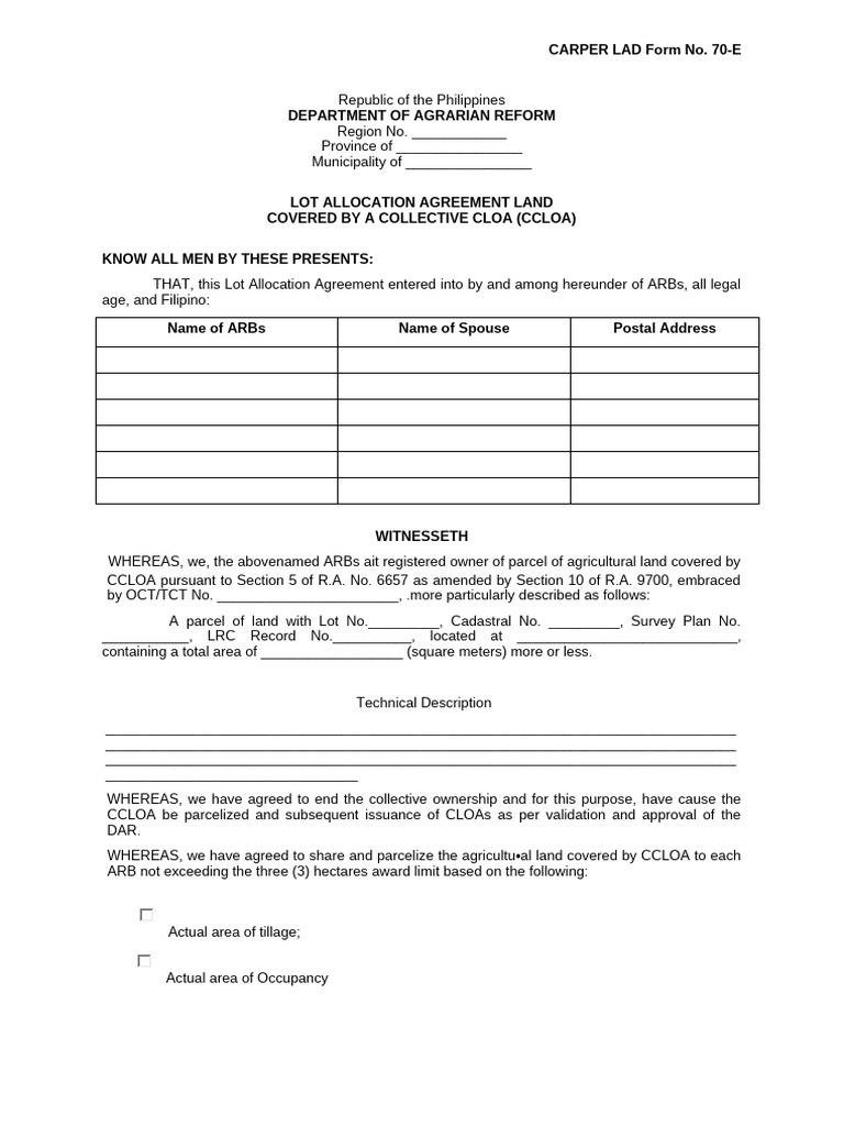 Carper Lad Form No. 70-E | PDF | Land Law