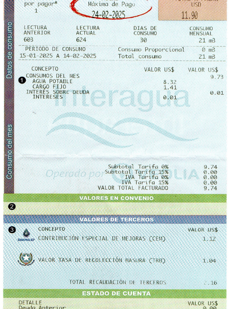 Planilla Luz Agua Febrero 1 | PDF