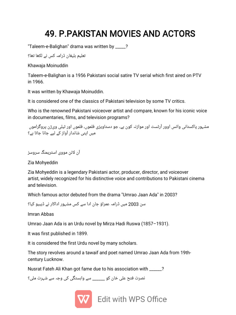 Pakistan Movies and Actors | PDF