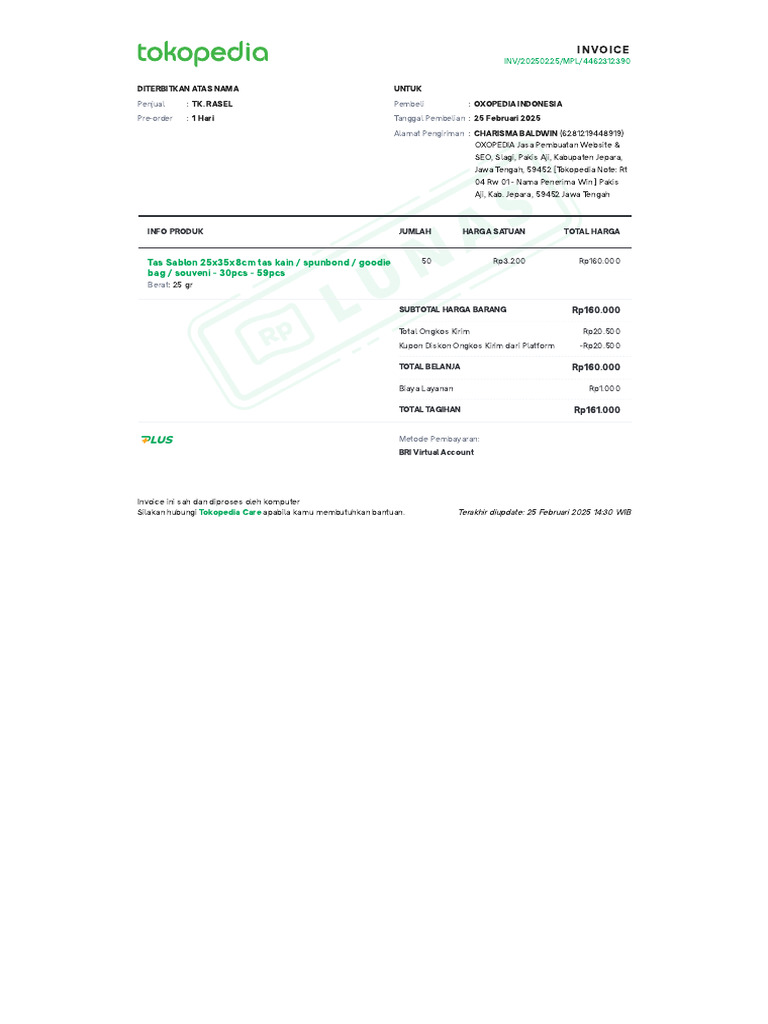 Invoice - Tokopedia | PDF