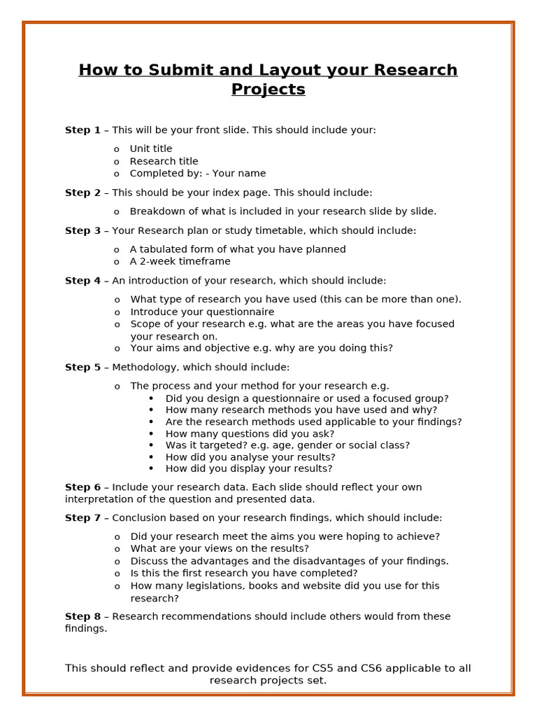 How To Submit and Layout Your Research Projects | PDF | Methodology