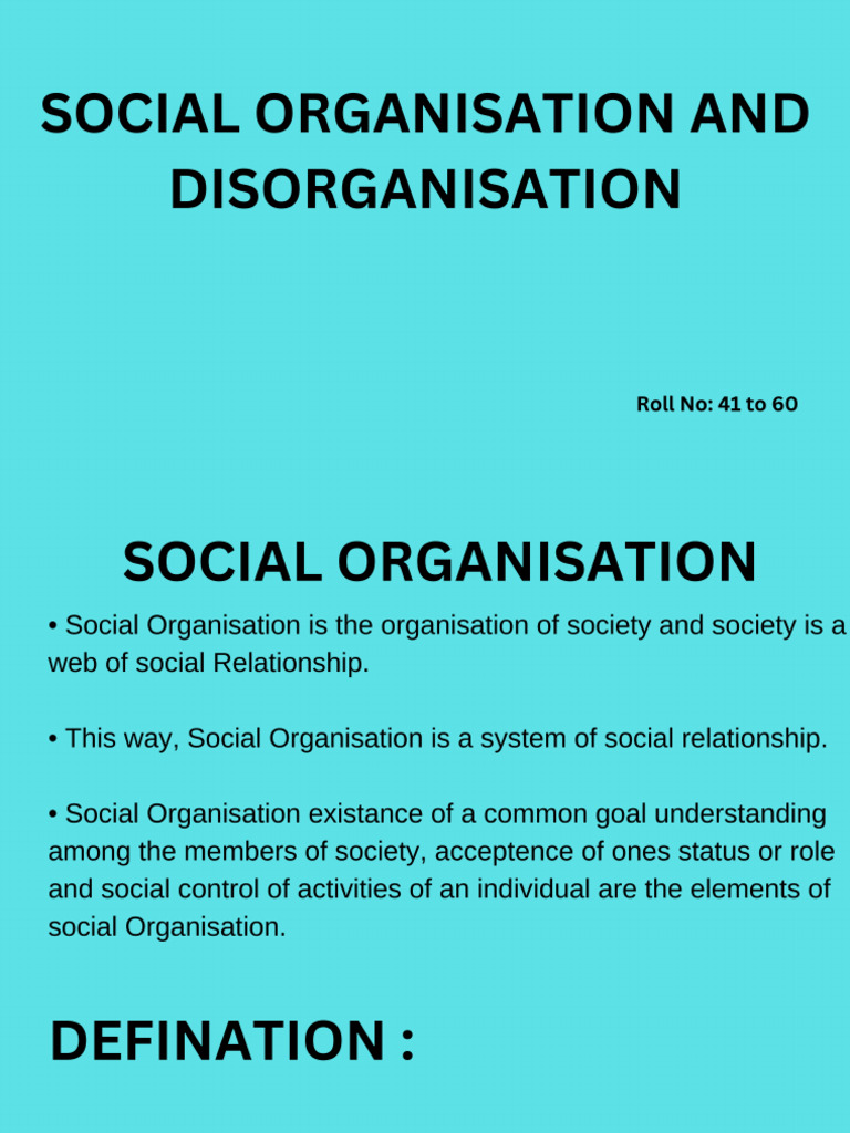 Social Organisation and Disorganisation PDF | PDF