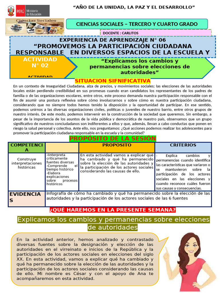 Actividad #02 - 3ero y 4to - Ciencias Sociales | PDF | Perú | Votación