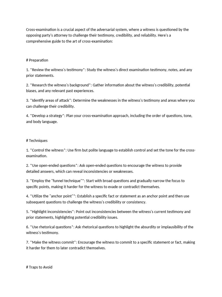 Mastering Cross-Examination Techniques | PDF | Witness | Testimony