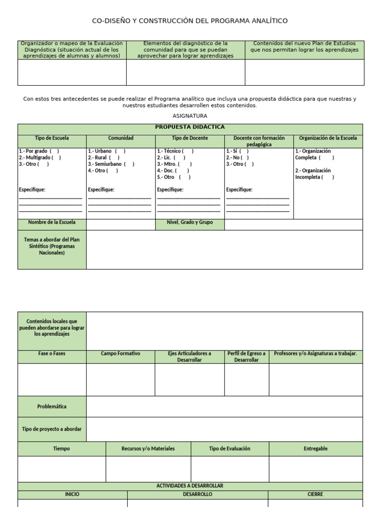 Codiseño del Programa Analítico | PDF | Maestros | Plan de estudios