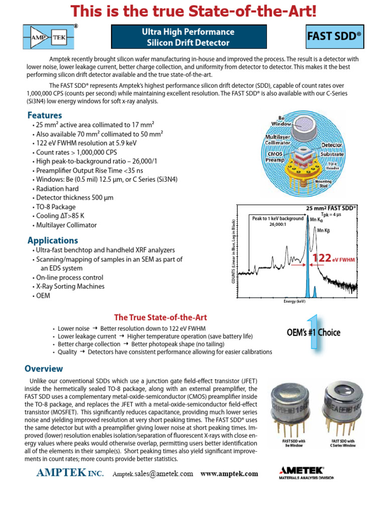AmpTek FastSDD 25mm2 Datasheet | PDF | Computer Engineering ...