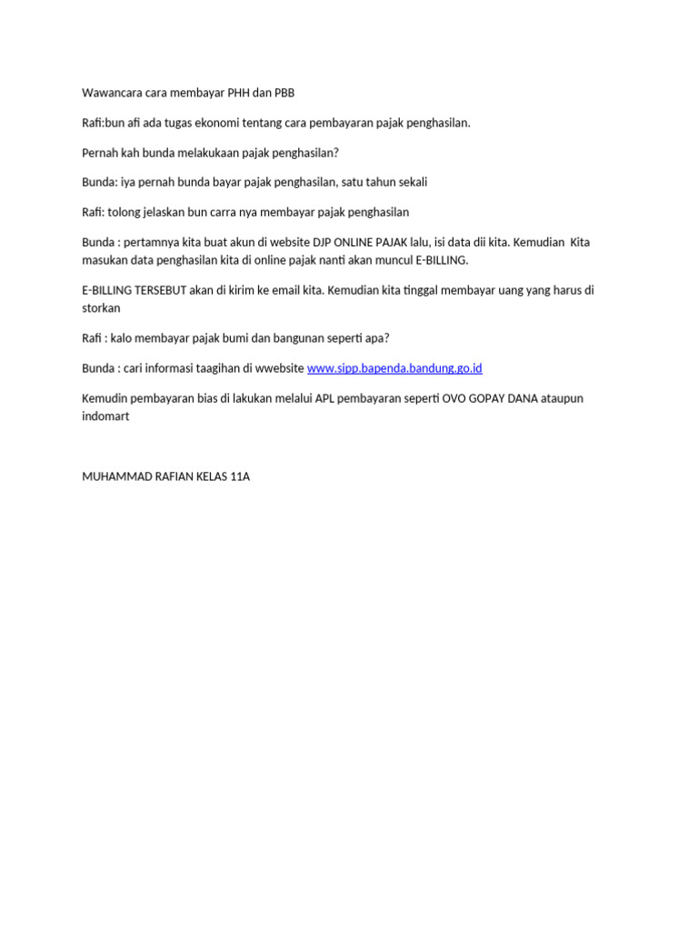 Wawancara Cara Membayar PHH Dan PBB | PDF